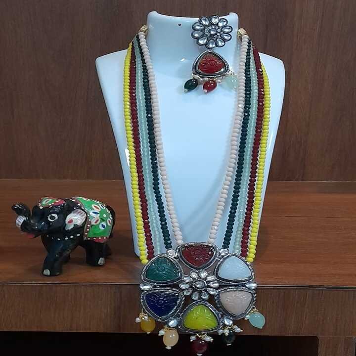 Beautiful long Necklace with Monalisa stone – Yash Collection