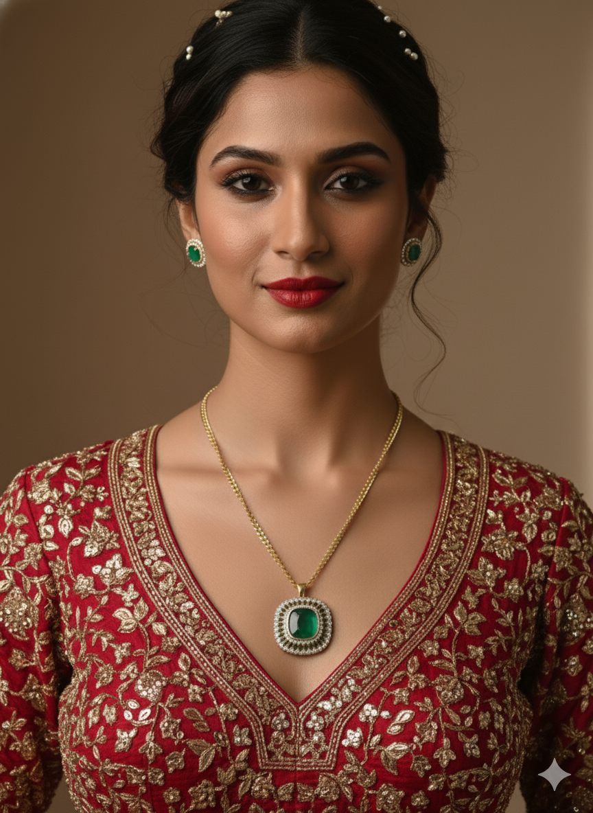 Emerald Pendant Chain – Yash Collection
