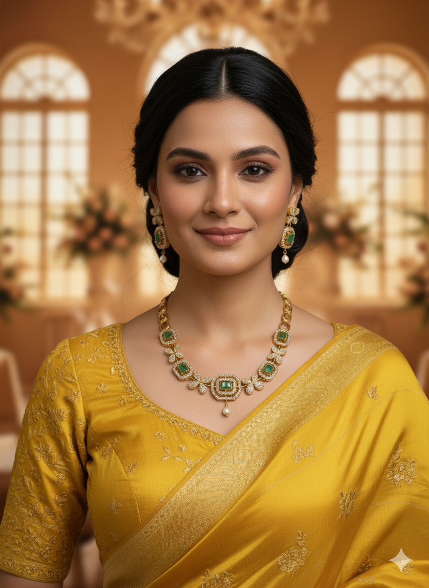 Temple Emerald Necklace Set – Yash Collection