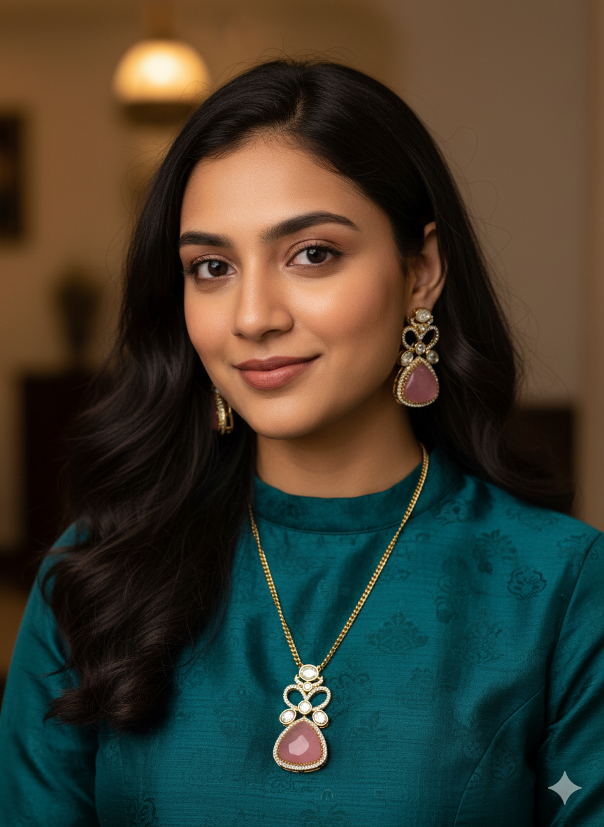 The Carnation Crush Pink Monzonite Pendant Set – Yash Collection