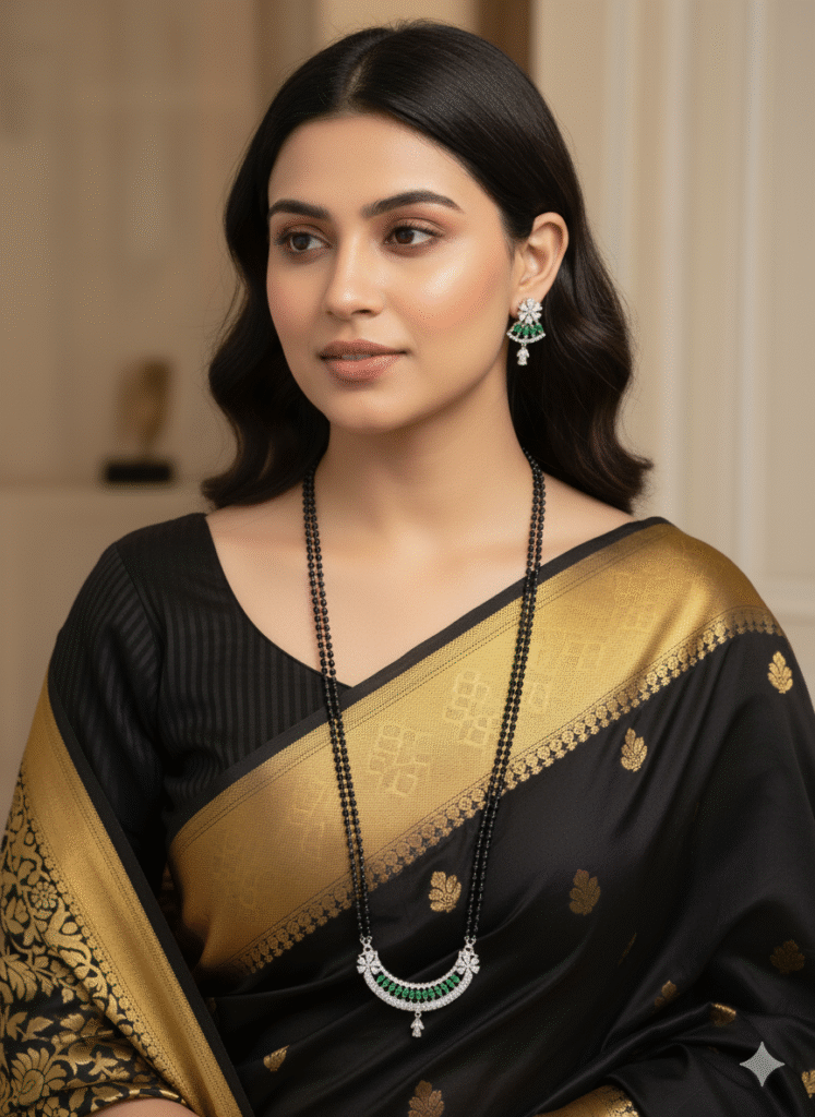 AD blue Mangalsutra long – Yash Collection